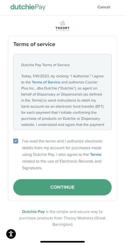 Using Dutchie Pay at Theory Wellness - Theory Wellness